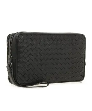 Bottega Veneta Woven Leather Clutch - Black
