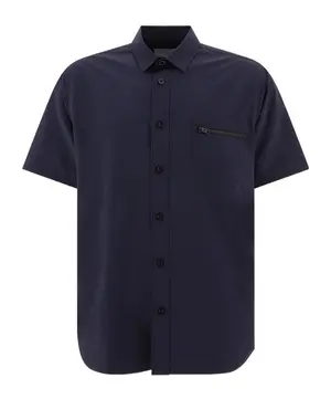 Sacai Zip-pocket Detailed Short Sleeved Buttoned Shirt - Black