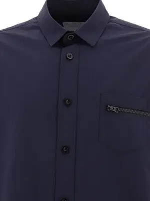 Sacai Zip-pocket Detailed Short Sleeved Buttoned Shirt - Black