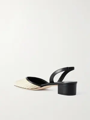 Manolo Blahnik Raffia Slingback Block Heel Sandals