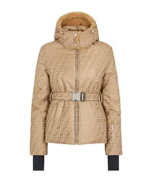 Fendi Ski Belted Monogrammed Jacket - Light Brown