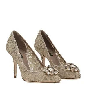 Dolce & Gabbana Lace Embellished High Heel Pumps - Nude