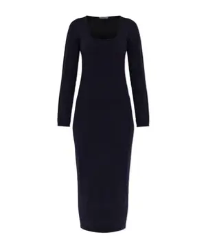 Max Mara Sophia Square Neck Midi Dress - Black