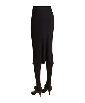 Khaite Fine-ribbed Midi Skirt With Raw Edge Hem