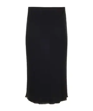 Khaite Fine-ribbed Midi Skirt With Raw Edge Hem