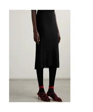 Khaite Fine-ribbed Midi Skirt With Raw Edge Hem