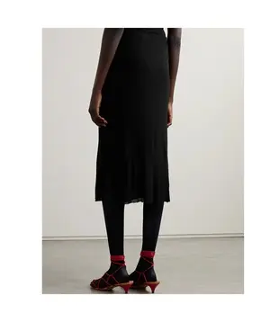 Khaite Fine-ribbed Midi Skirt With Raw Edge Hem