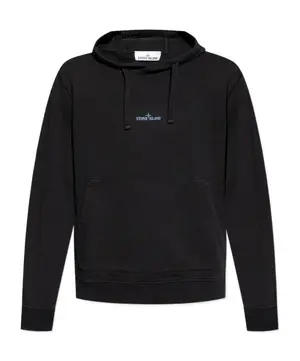Stone Island Logo Printed Drawstring Hoodie