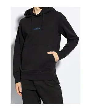 Stone Island Logo Printed Drawstring Hoodie