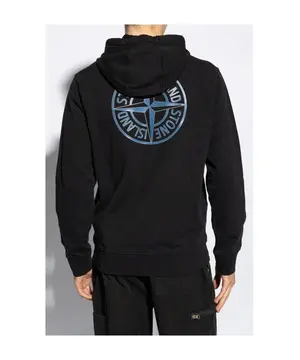 Stone Island Logo Printed Drawstring Hoodie