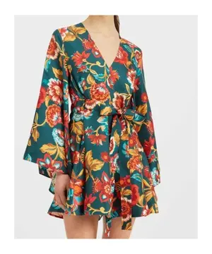 La DoubleJ Mini Magnifico Dress With Bell Sleeves And V-neck - Multicolor