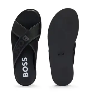 Hugo Boss Logo-print Leather Slides