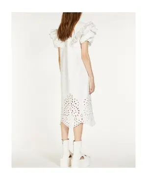 Sportmax Open-knit Midi Dress With Victorian Trim