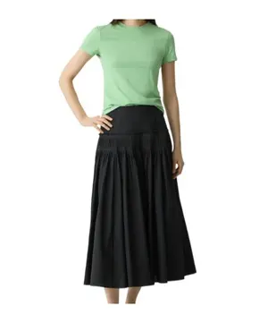 Theory Drop-Waist Accordion Yoke Midi Skirts