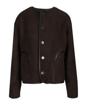 BLAZÉ MILANO Reversible Shearling Bolero Jacket - Brown