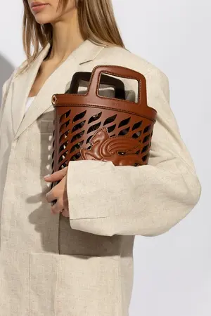 Etro Pegaso Motif Cut-out Tote Bag - Brown