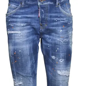Dsquared2 Medium Waist Flared Jeans With Vintage Design - Blue