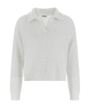 Brunello Cucinelli V-neck Knitted Polo Shirt - No