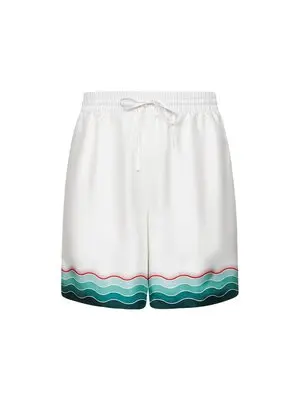 Casablanca Montagne Ondulee Satin Shorts - White