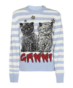 GANNI Striped Graphic Cat Jumper - Multicolor