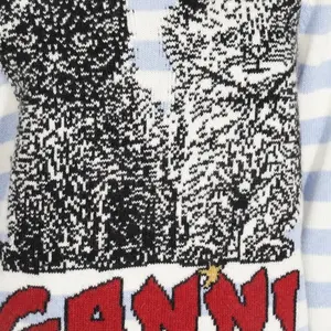 GANNI Striped Graphic Cat Jumper