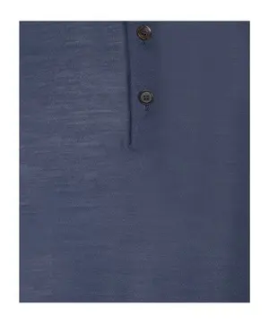 Zegna Long Sleeved Knitted Polo Shirt - Blue