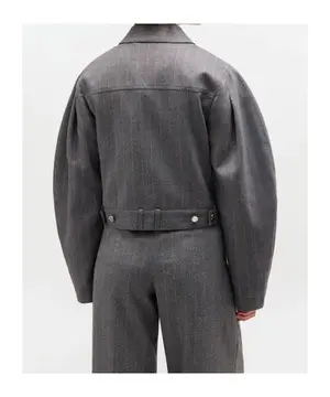 GANNI Pinstripe Classic Collar Belted Jacket