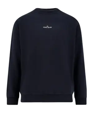 Stone Island Crewneck Sweatshirt With Logo Print - Blue