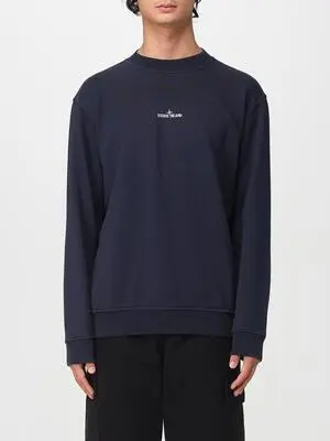 Stone Island Crewneck Sweatshirt With Logo Print - Blue