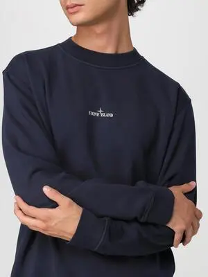 Stone Island Crewneck Sweatshirt With Logo Print - Blue