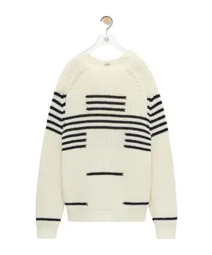 Loewe Striped Intarsia Crewneck Jumper - White/navy
