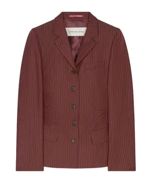 Dries Van Noten Striped Wool Blazer - Wine Red
