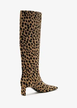 Khaite 55mm Square Toe Leopard Print Knee-high Boots
