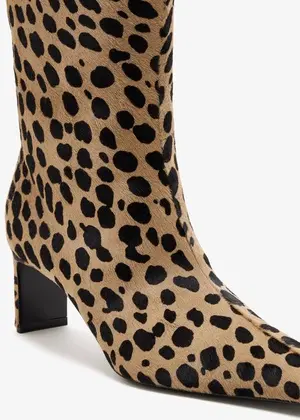 Khaite 55mm Square Toe Leopard Print Knee-high Boots
