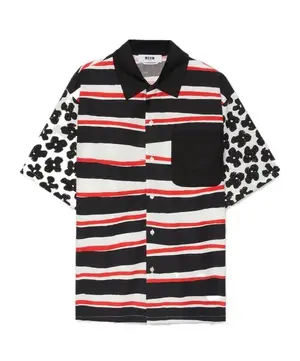 MSGM Mixed-print Poplin Shirt