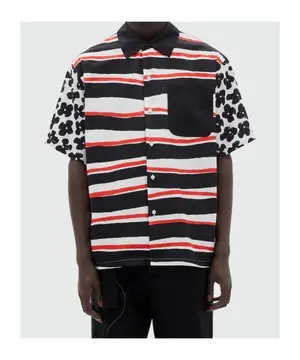 MSGM Mixed-print Poplin Shirt