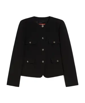 Max Mara Buttoned Crewneck Jacket - Black