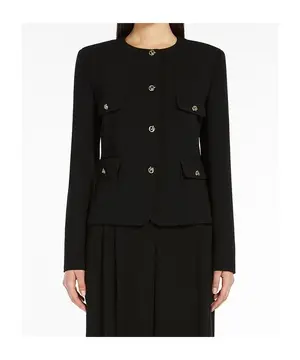 Max Mara Buttoned Crewneck Jacket - Black