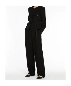 Max Mara Buttoned Crewneck Jacket - Black