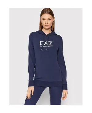 EA7 Logo Detail Hoodie - Blue