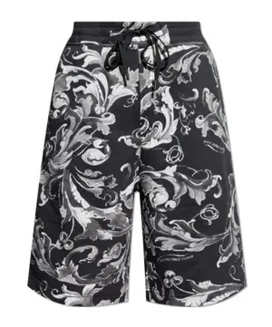 Versace Barocco Printed Drawstring Shorts - Black