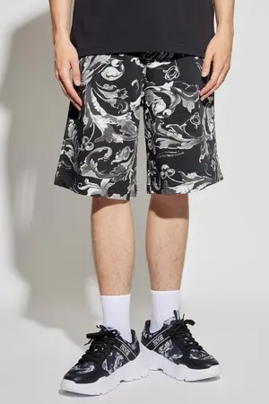 Versace Barocco Printed Drawstring Shorts - Black