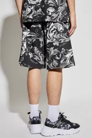 Versace Barocco Printed Drawstring Shorts - Black