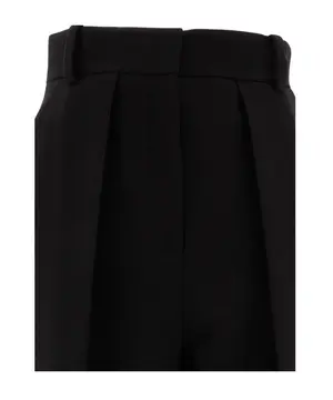 Khaite High-waisted Pleated Trousers - Black
