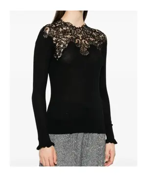 Ermanno Scervino Lace-trimmed Merino Wool T-shirt