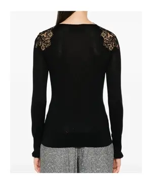 Ermanno Scervino Lace-trimmed Merino Wool T-shirt