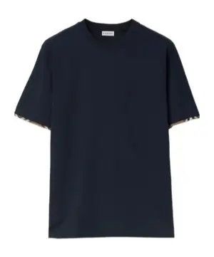 Burberry Check Trim Cotton T-shirt - Black