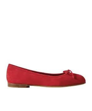 Manolo Blahnik Round Toe Bow Flats - Red