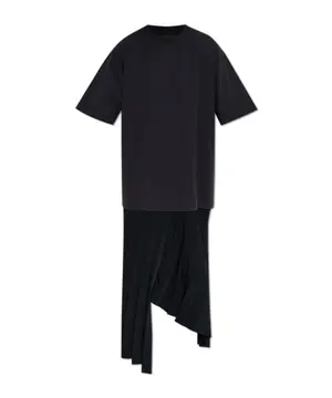 Balenciaga Pleated T-shirt Dress With Asymmetrical Hem