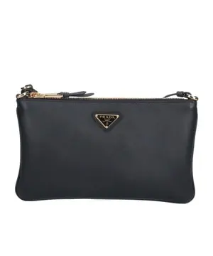 Prada Logo Plaque Zipped Shoulder Bag